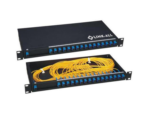 1x16 Black color Gpon Telecommunication Rack Mount PLC Splitter