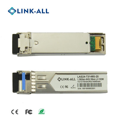1.25G 1310NM/1490NM(1490NM/1310NM) Wavelength BIDI 20KM Transceiver With SC Connector