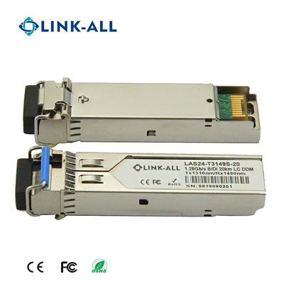1.25G 1310NM/1490NM(1490NM/1310NM) Wavelength BIDI 20KM Transceiver With SC Connector