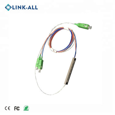 1*2 PLC Splitter 0.25mm Fiber Diameter Without Connector Steel Tube Package