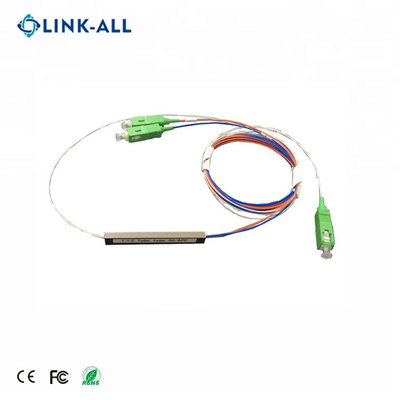 1*2 PLC Splitter 0.25mm Fiber Diameter Without Connector Steel Tube Package