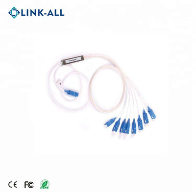 1*8 PLC Splitter 0.25mm Fiber Diameter Without Connector Steel Tube Package