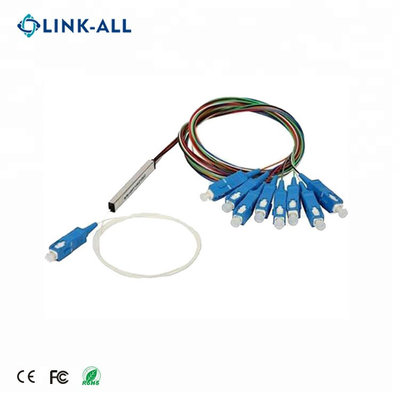 1*8 PLC Splitter 0.25mm Fiber Diameter Without Connector Steel Tube Package
