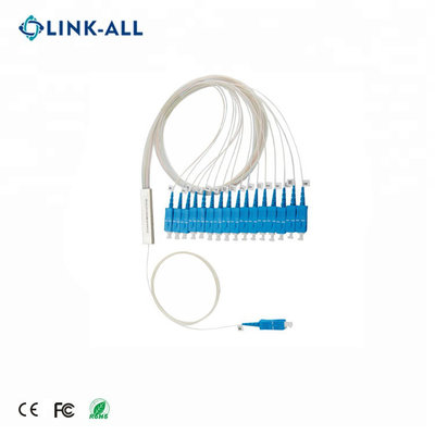 1*16 PLC Splitter 0.25mm Fiber Diameter Without Connector Steel Tube Package
