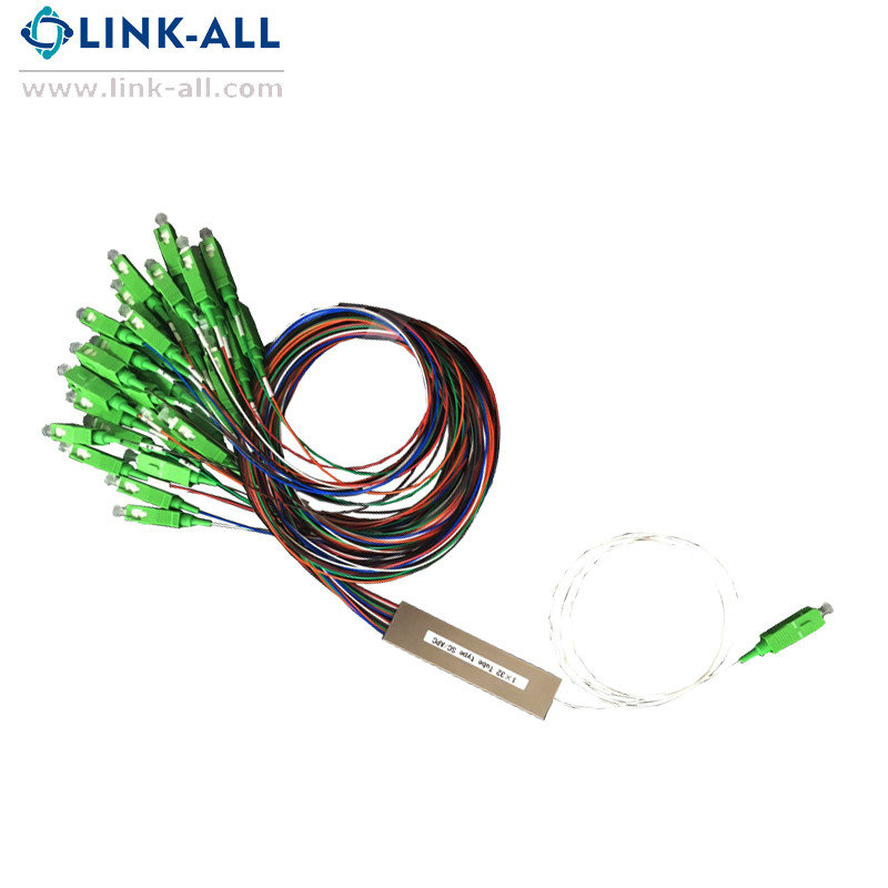 China manufacturer 1X32 Splitter, Blockless Fiber PLC Splitter with SC/UPC connector