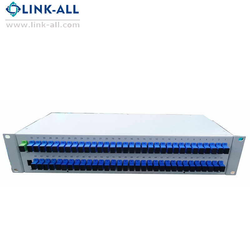 1x64 2U 19'' chassis optical fiber plc optic splitter for FTTH, CATV