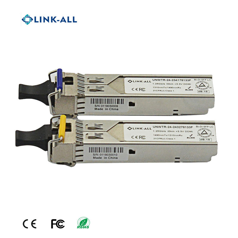 1.25G 1310NM/1490NM(1490NM/1310NM) Wavelength BIDI 60KM Transceiver With SC Connector