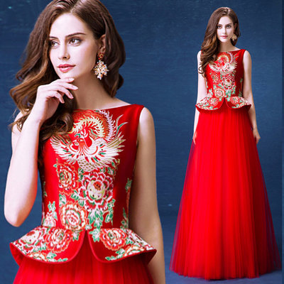 China Chinese Traditional Bride Toast Set Dress Invisible Zipper Back Evening Dress TSJY140 supplier