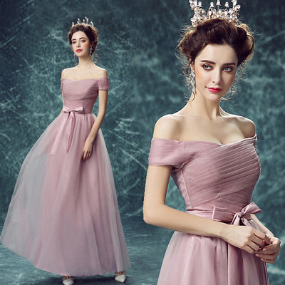 China Pink Off The Shoulder Butterfly Sashes Crepe Gorgeous Evening Dress TSJY136 supplier