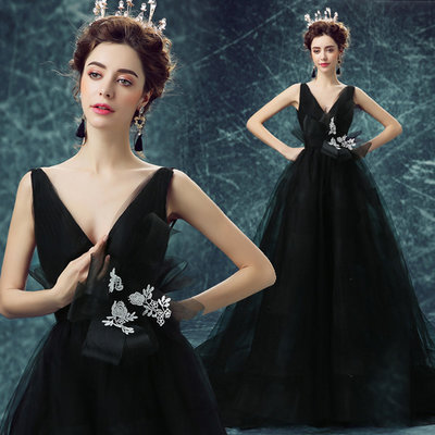 China Sexy Deep V Neck Backless White Flower Sashes Gorgeous Evening Dress TSJY107 supplier