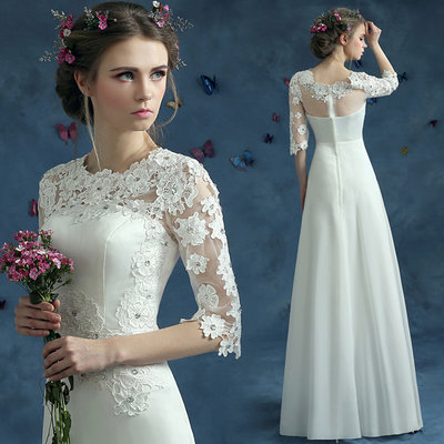 China White Short Sleeves Boat Shoulder Neck Lace Elegant Evening Dresses TSJY072 supplier