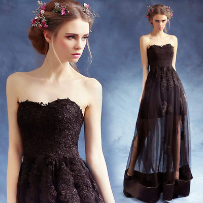 China Black Off The Shoulder Backless Elegant Evening Dresses TSJY060 supplier