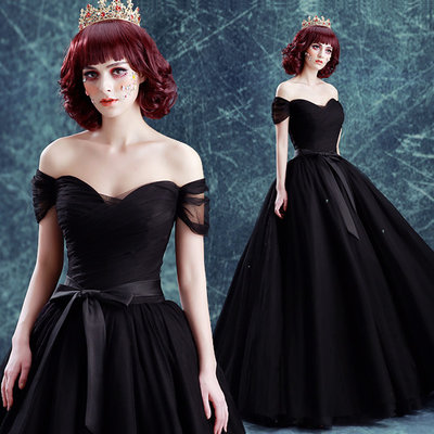 China Annual Meeting Host Dress Black Elegant Evening Dresses TSJY043 supplier