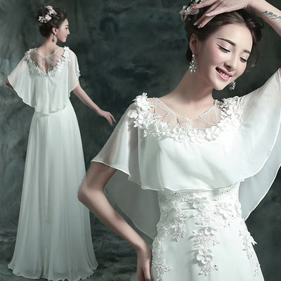 China White Chiffon Lotus Leaf Neck Elegant Evening Dresses TSJY038 supplier