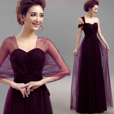 China Deep Purple Color Small Bra One Shoulder Style Gorgeous Evening Dress TSJY095 supplier