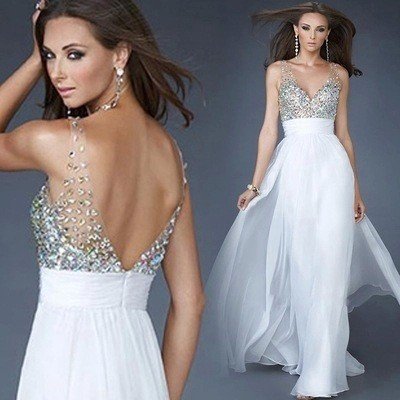 China A-Line Beading Dress Long Evening Dress, Ivory White Party Dresses, Champagne Dresses supplier