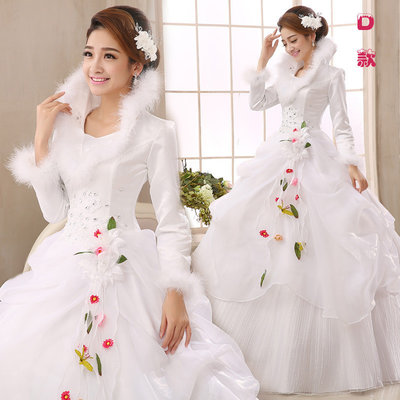 China Autumn and winter 2015 wedding long-sleeved thick white newest princess cotton dress supplier