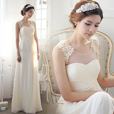 China Lace Shoulder Chiffon Light Green Evening Dresses TSJY047 supplier
