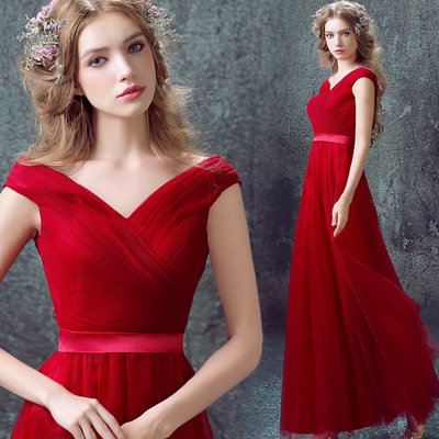 China Sexy Deep V Neck Red Elegant Lace Up Evening Dresses TSJY026 supplier