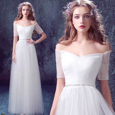 China White Off The Shoulder Floor Length Elegant Evening Dresses TSJY012 supplier