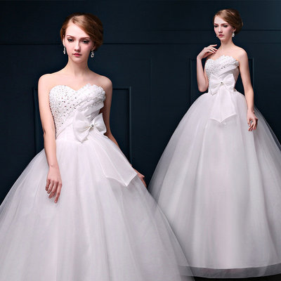 China 2016 Spring Hot Sale High Waist Lace Bra Diamond Straps White Butterfly Sash Wedding Dress supplier