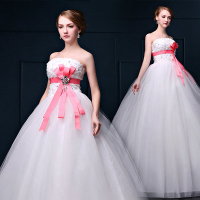 China Pink High Waist Lace Straps Rose Butterfly Sashes Wedding Dress Wholesale Wedding Dress supplier
