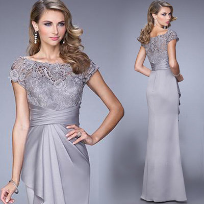 China Gray Floor Length Lotus Leaf Layer Gorgeous Evening Dress Host Dress TSJY076 supplier