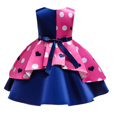 New Arrival Pink Wave Point Heart-Shaped Flower Girl Dress Disfraz Christmas Dress Disfraz Girl Dress Christmas Clothes supplier