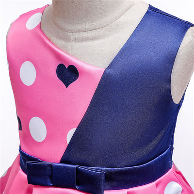 New Arrival Pink Wave Point Heart-Shaped Flower Girl Dress Disfraz Christmas Dress Disfraz Girl Dress Christmas Clothes supplier