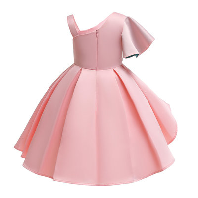 Fashion Single Sleeve Flower Girl Dress Single Shoulder Green Pearl Belt Dress Christmas Vestido Kids Dresses For Girl supplier