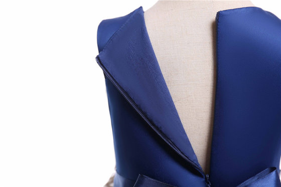 O-Neck Satin Girl Dress Embroidered Mesh Dress Dark Blue Pearl Necklace Dresses Disfraz Rapunzel Niña Enfant Girls Winte supplier