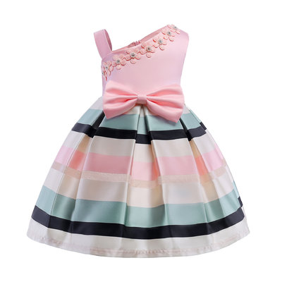 Bow Belt Dress Robe Fille Elbise Frozen Prinsess Enjurken Meisjes Vestido Menina Irregular One Shoulder Strap Dress supplier