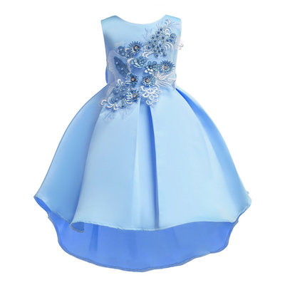 Blue Princess Dress Vestidos Niñas Robe Noel Vestidos De Niñas o-Neck Girls Dresses Kids Flower Dress Princess Costume supplier