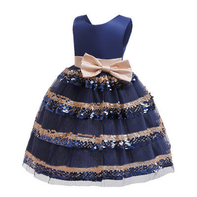 Polo Dress Beige Bow Belt Wave Dress Sequin Princess Girl Dress My First Christmas Girl Ropa Niñas Girls Christmas Dress supplier
