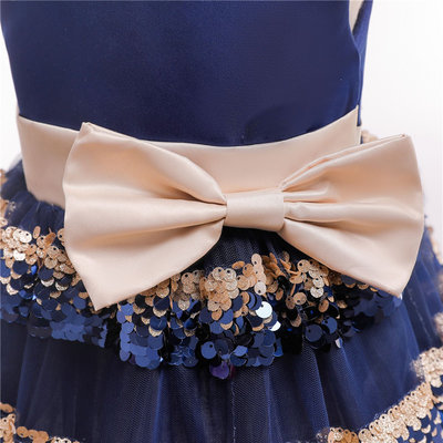 Polo Dress Beige Bow Belt Wave Dress Sequin Princess Girl Dress My First Christmas Girl Ropa Niñas Girls Christmas Dress supplier