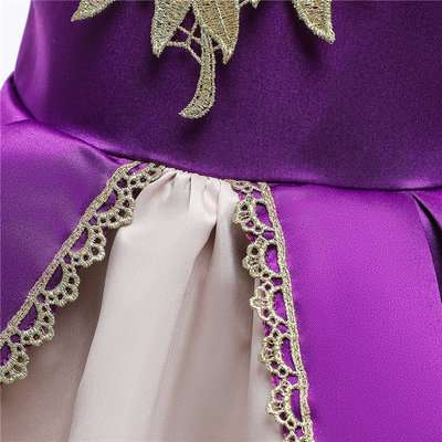 V-Neck Flower Girl Dress Champagne Lace Princess Dress Vestidos De Ropa Niña Sleeveless Christmas Dress Red/Blue/Purple supplier