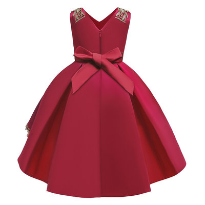 2021 New V-Neck Flower Girl Dress Champagne Lace Princess Dress Vestidos De Ropa Niña Sleeveless Christmas Dress Red/Blu supplier