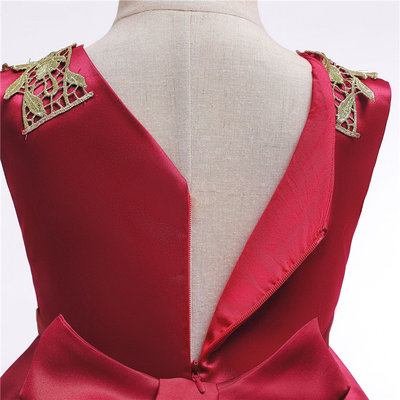 2021 New V-Neck Flower Girl Dress Champagne Lace Princess Dress Vestidos De Ropa Niña Sleeveless Christmas Dress Red/Blu supplier
