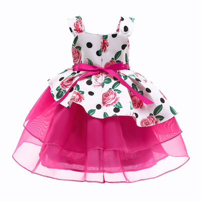 White Formal Dress Girls Kinder Kleider Rose Print Vestidos De Fiesta Sukienki Dla Dzieci Robe Enfant Fille Princess Dre supplier