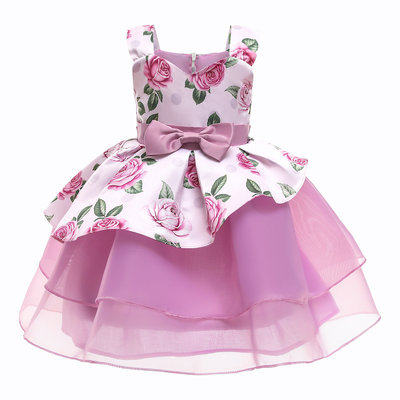 White Formal Dress Girls Kinder Kleider Rose Print Vestidos De Fiesta Sukienki Dla Dzieci Robe Enfant Fille Princess Dre supplier