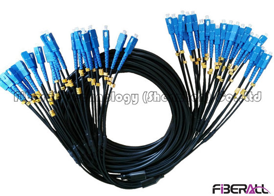 China Armored Fiber Optic Jumper With Sprial Steel Tube And 24 Fan Out SC SM Connector supplier