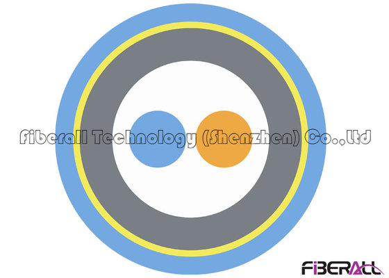 China 0.6 Tight Buffer Breakout 2 Core Single Mode Fiber Optic Cable Spiral Steel Tube supplier
