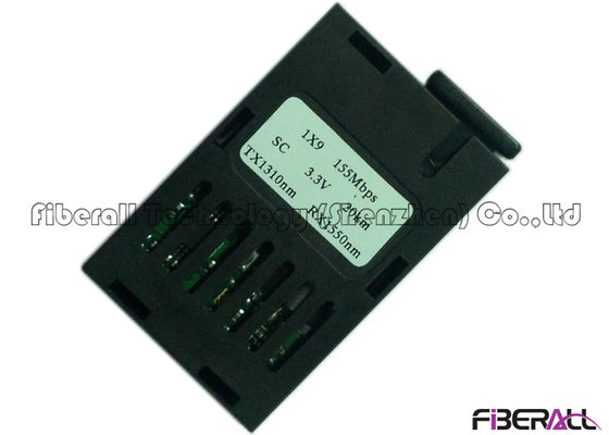 China 20Km 155M 1x9 Fiber Optical Transceiver , Gigabit Fiber Transceiver RoHS Compliant supplier