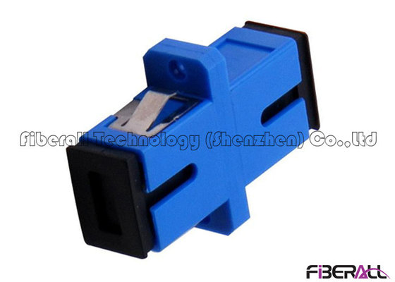 China Single Mode SC PC Optic Fiber Adapter Simplex With Flange And Black Dust Cap supplier