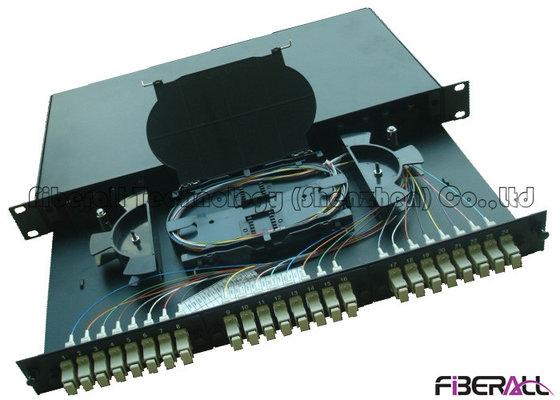 24 Port SC Fiber Patch Panel , Multimode Fiber Patch Panel Plastic Spraying Surface supplier