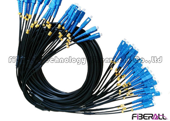 Armored Fiber Optic Jumper With Sprial Steel Tube And 24 Fan Out SC SM Connector supplier
