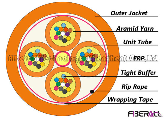 Fan Out Type 48f Optical Fibre Cable , Multi Strand Fiber Optic Cable 4 Sub Units supplier