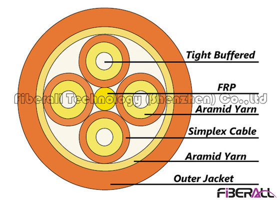 Circular Indoor Fiber Optic Cable 4 Core Fiber Glass Reinforced Plastic Strength Member supplier