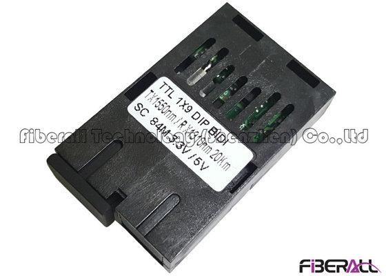 TTL 1x9 DIP 84M BiDi Single Fiber Transceiver , SM SC Fiber Transceiver supplier