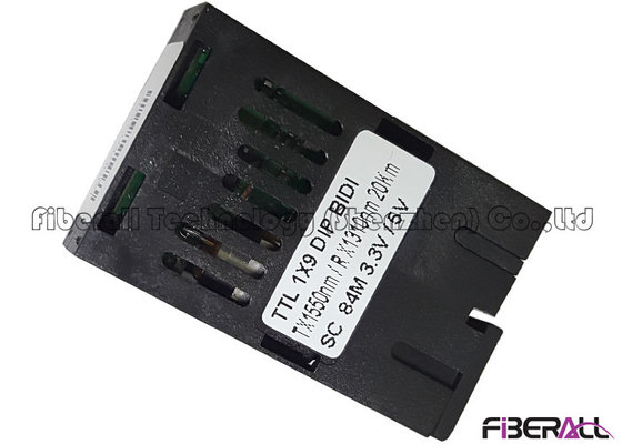 TTL 1x9 DIP 84M BiDi Single Fiber Transceiver , SM SC Fiber Transceiver supplier